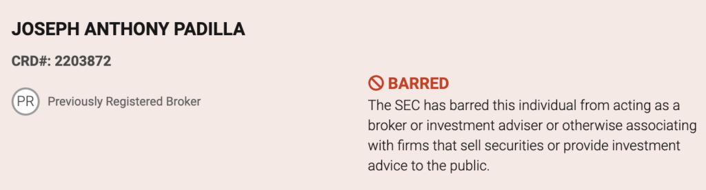 Joseph Padilla Arrested and Charged in $7 Million Securities Fraud